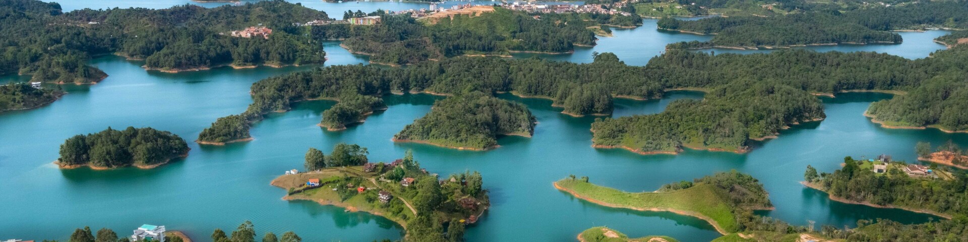 View from the top of El Peñon de Guatape (The Rock of Guatape). The lake is man made for a hydroelectric dam built in 1970. It’s a short drive from Medellin and definitely worth a visit.