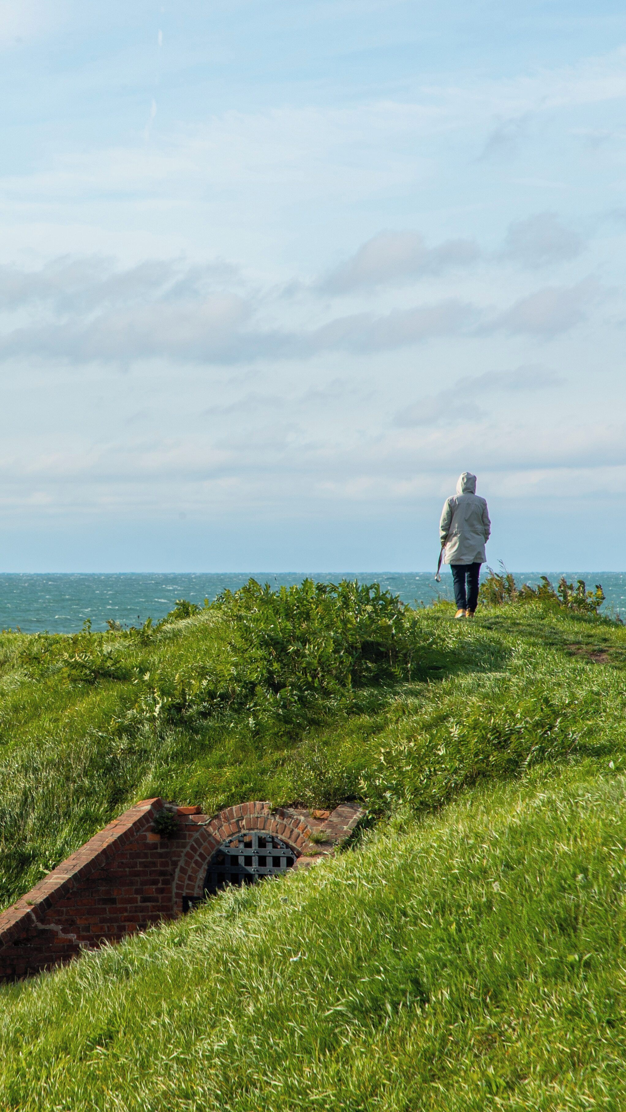 Exploring the historic grounds of Fort Mississauga in Niagara-on-the-Lake, Ontario, Canada on a clear day
