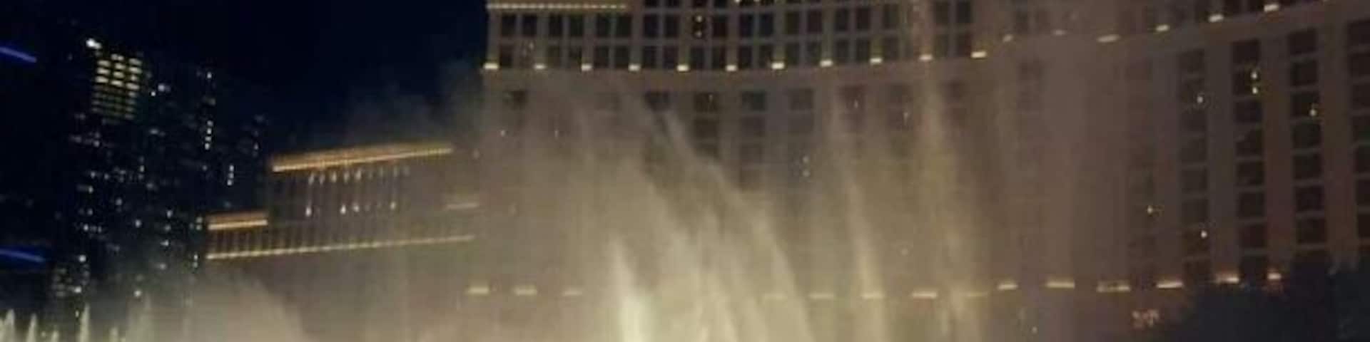 The beautiful Bellagio fountains . Inside is a Chihully exhibit.