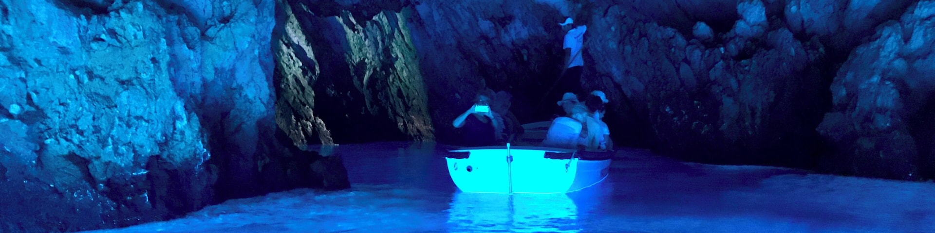 Like Italy - Croatia has a blue cave too. Having been to both - this one is definitely quieter. There is a cue, but it’s on land... I will say it’s a decent ride from split though with a tour and the boat is really choppy! Still - all in all was an excellent tour!