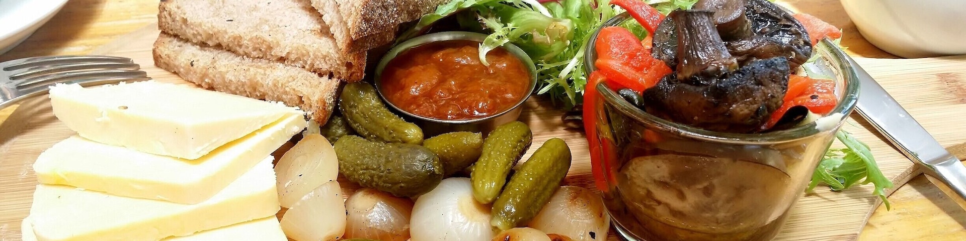 The cafe at Lavandula Swiss-Italian Lavender Farm near Hepburn Springs, Victoria takes the humble 'Ploughman's Lunch' to the next level.  Plenty of other delicious choices on the menu too.  All appear to be home-made.
