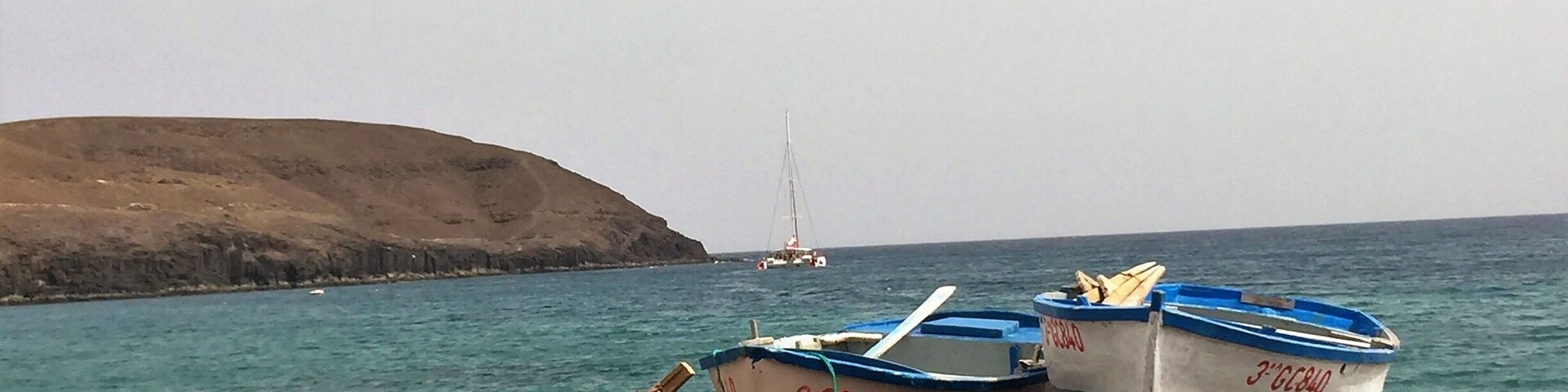 Fishing boats on the beach at the tiny village of Pozo Negro