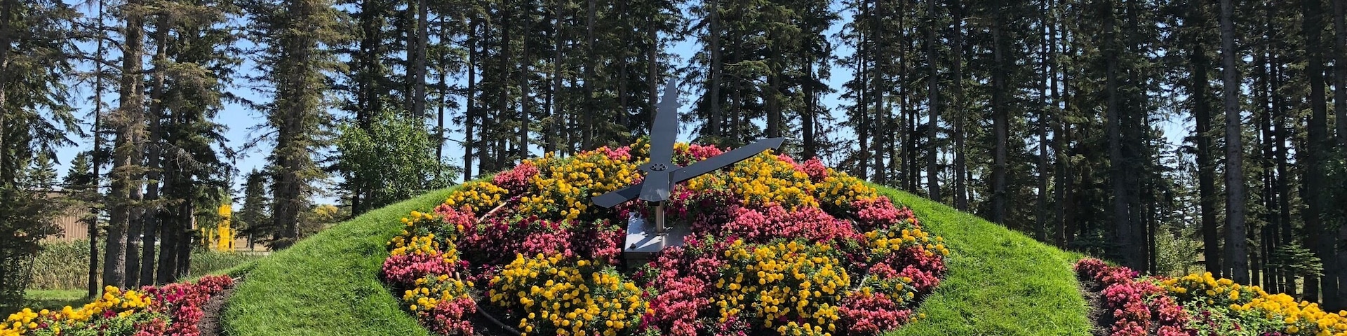 The Floral Clock in the International Peace Garden US-Canada Border, blooming beautifully.
