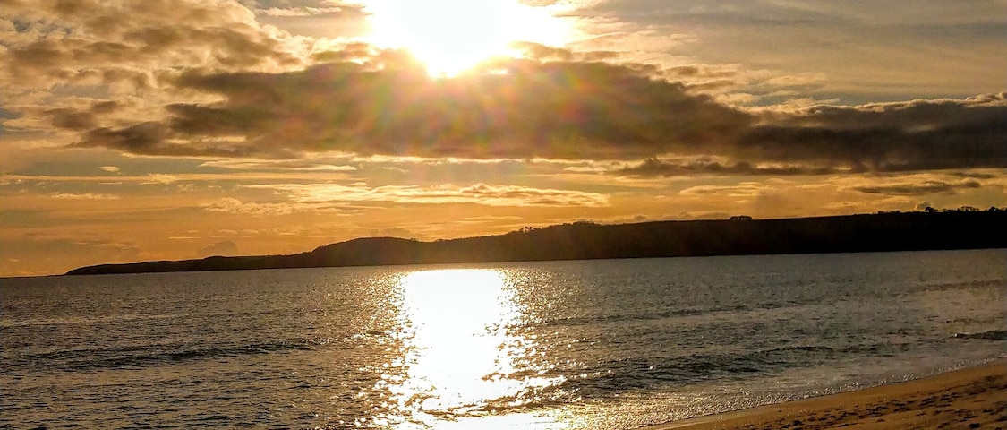 Just before Sunset at Carlyon Bay Cornwall in mid December giving Great contrast of colours as the sun slowly slips away
