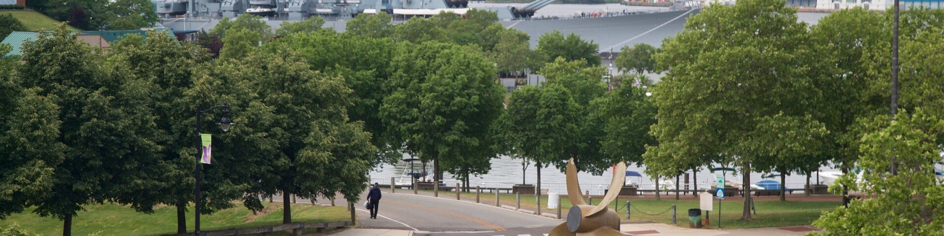 Camden which includes military items, a marina and outdoor art