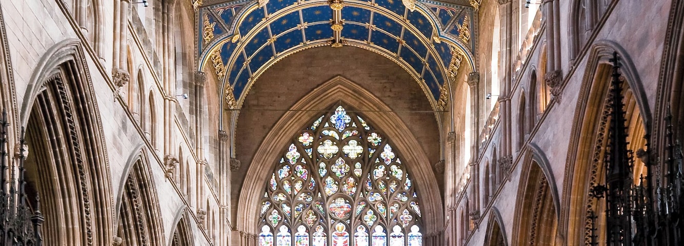 The nave of the Carlisle Cathedral, Cumbria, England.