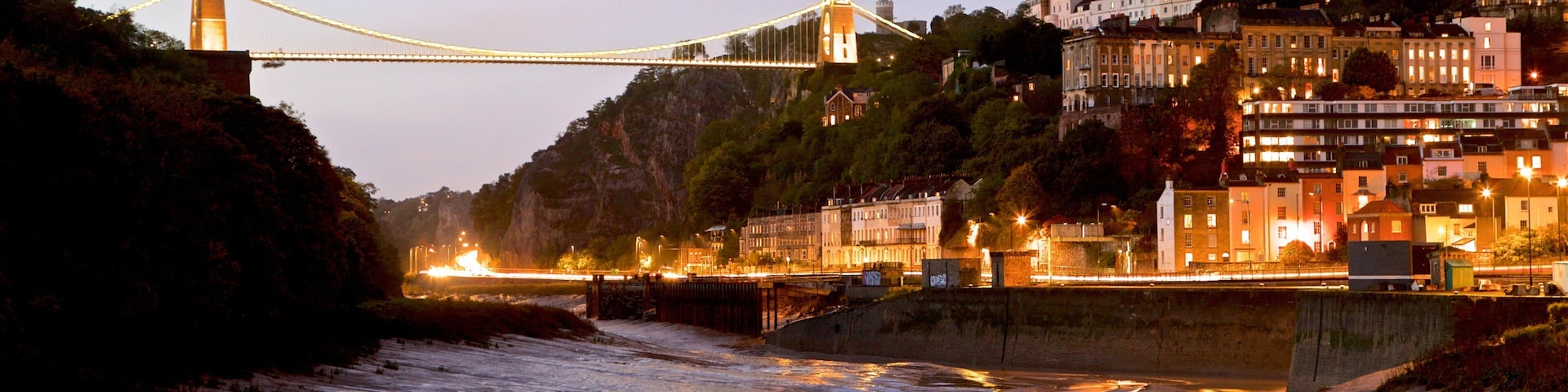 Bristol featuring a river or creek, a bridge and a sunset