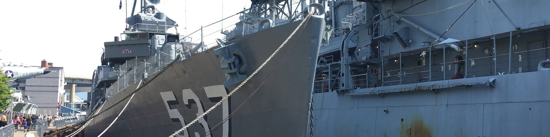 Marina with couple planes, Submarines, Attack boats, and other military ships. Can also get a tour of some of the ships for a price. Great for a walk on a hot day as you feel a breeze from the water. Also a large field along marina filled with wooden lawn chairs to relax in and enjoy.