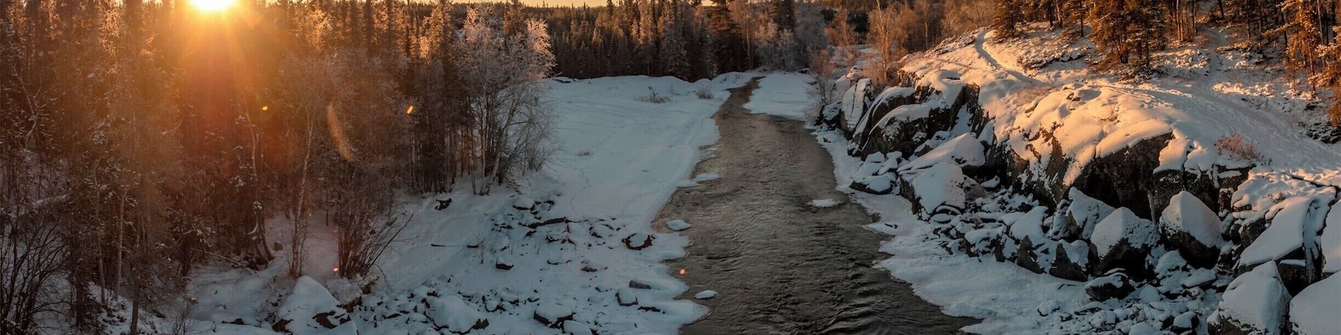 On the way to the falls you will cross a really nice bridge. I was really surprised to see the river was not frozen all the way over.