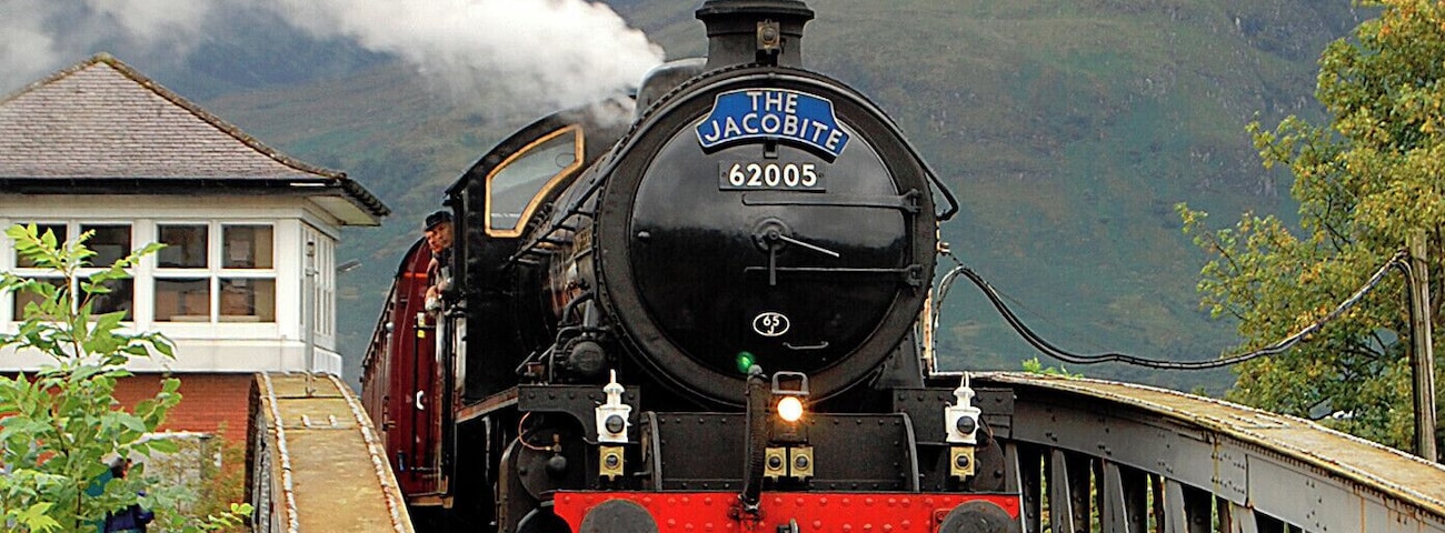 'The Jacobite' steam engine, pulling the Fort William to Mallaig train along the line made famous in the 'Harry Potter' film series. Extremely popular of course so you will need to book your trip very early!