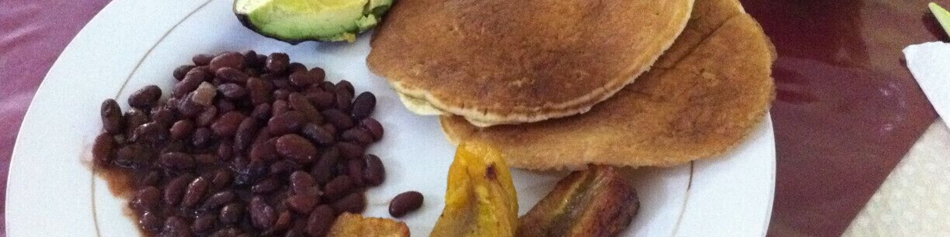 The coffee is fresh because it is grown on local farms. Plus this cup came with frijoles, panqueques, platanos y aguacate!