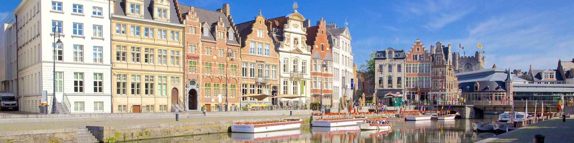 Ghent which includes a river or creek, heritage architecture and a city