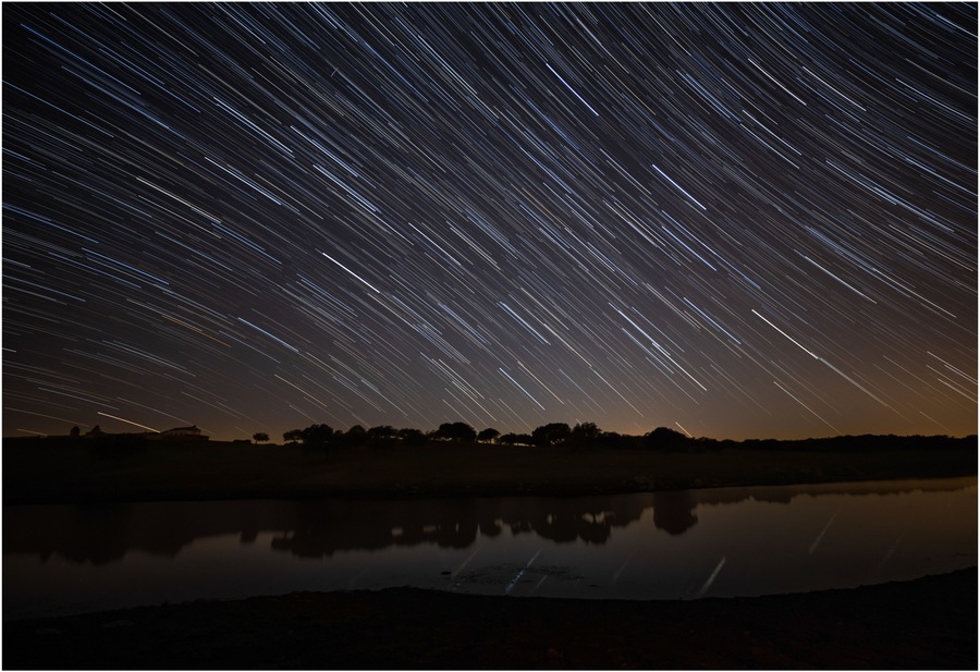 First star trail experiment in Alqueva Dark Sky reserve, Campinho