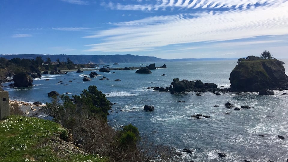 Along the coastal road in Crescent City, California. Such pretty seastacks.