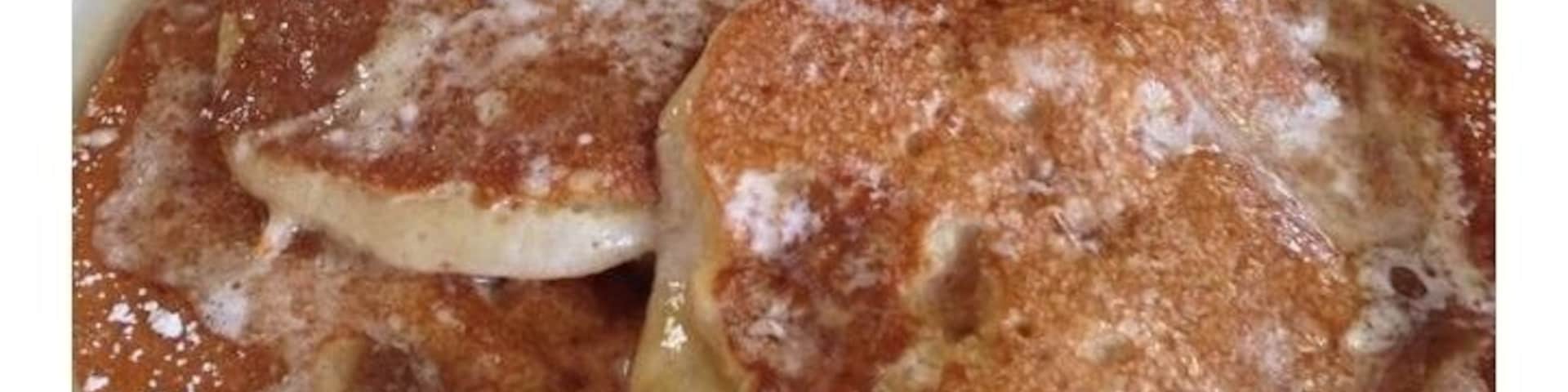 Banana pancakes and bacon. The pancakes are exceptionally fluffy and they ask how you want your bacon cooked. Crispy...always crispy. A great cup of coffee too. Tip: you can order a half order of the pancakes.