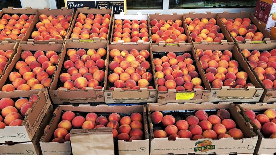 It's Peach-O-Rama season at Met Market! These are some of the best peaches you've ever tasted. Check out http://peachorama.com for location-specific availability in the Seattle area.