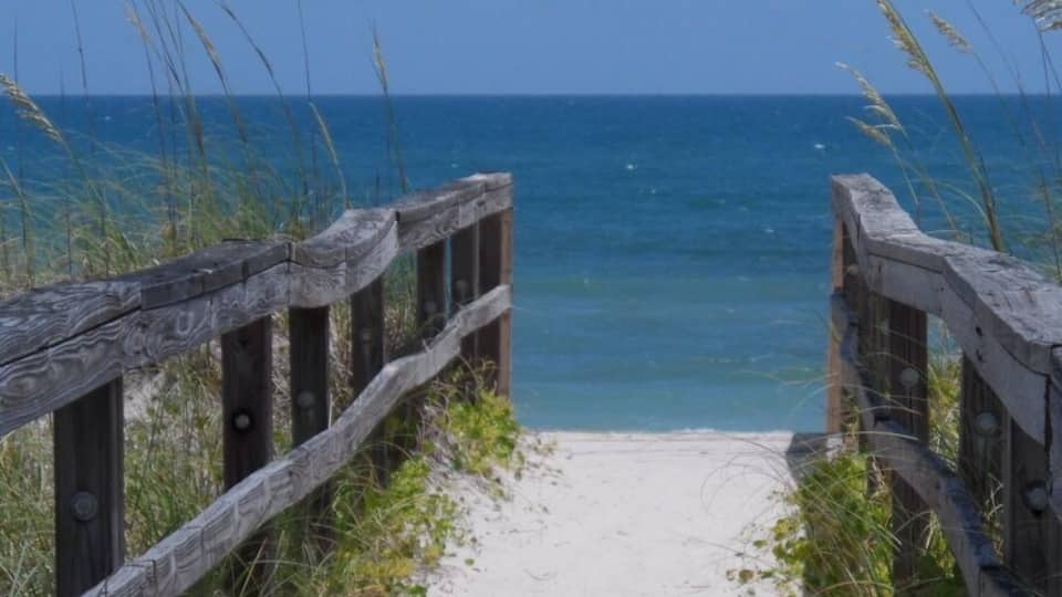 Bridge from condo to beach