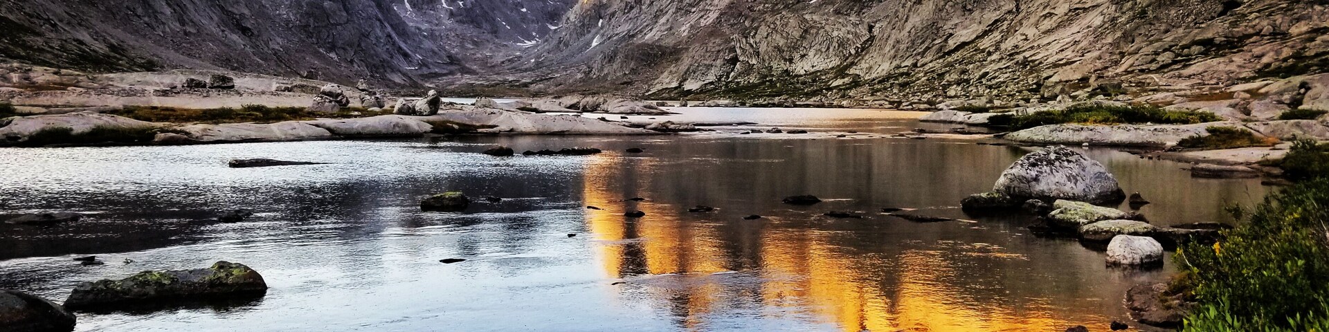 17 miles in Wyoming's Wind River Range to get to this spot. My two buddies had crashed out in their tent and I had the solitude of the upper basin all to myself. The fading light on the water, the smell of crisp mountain air, and the reverie of the day's journey made this an unforgettable moment in a truly unforgettable place. #adventure