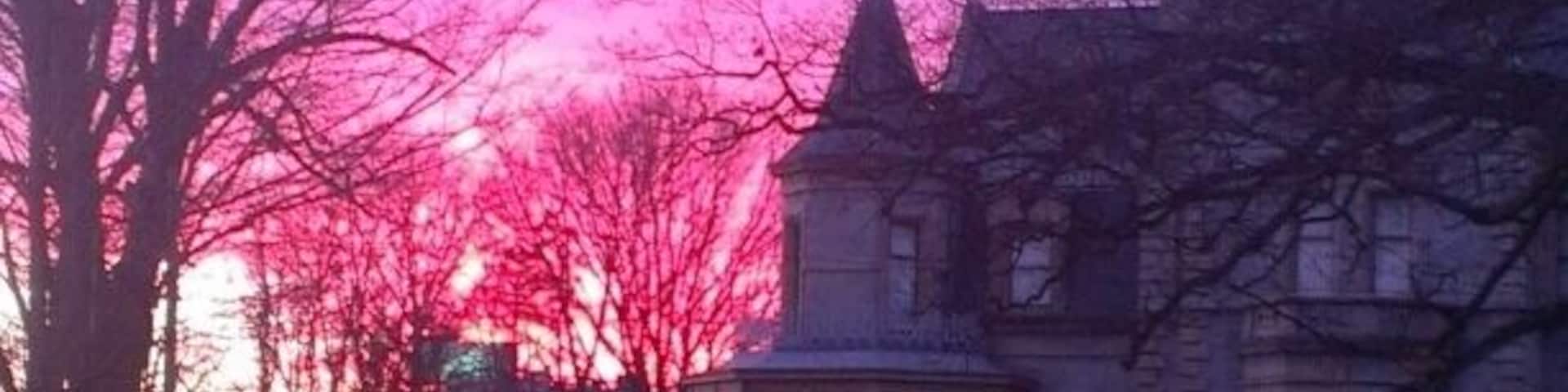 A surprising mid winter sunset at the Lockwood mansion.