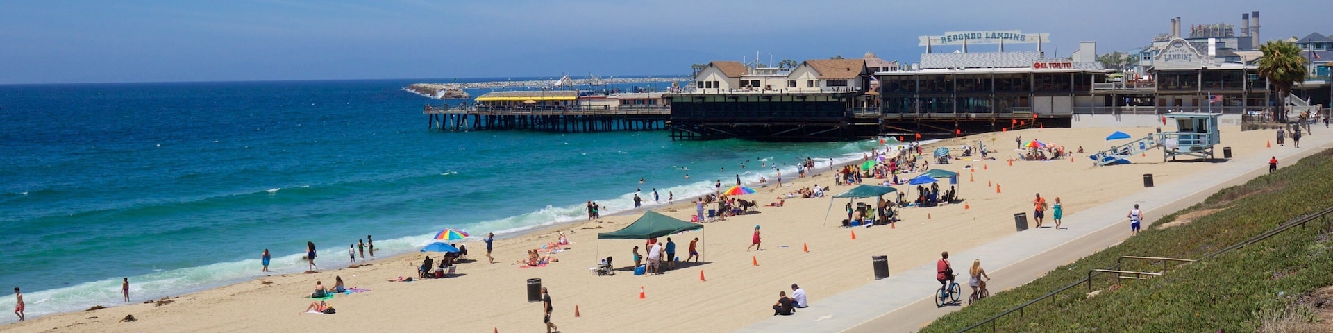 Redondo Beach mostrando uma praia e paisagens litorâneas